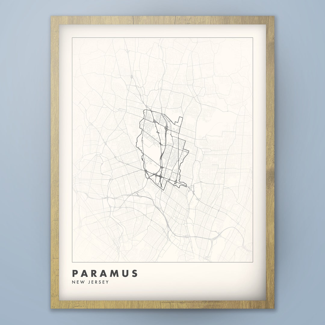 Paramus, NJ Map New Jersey Town Poster Detailed Natural View From Above ...