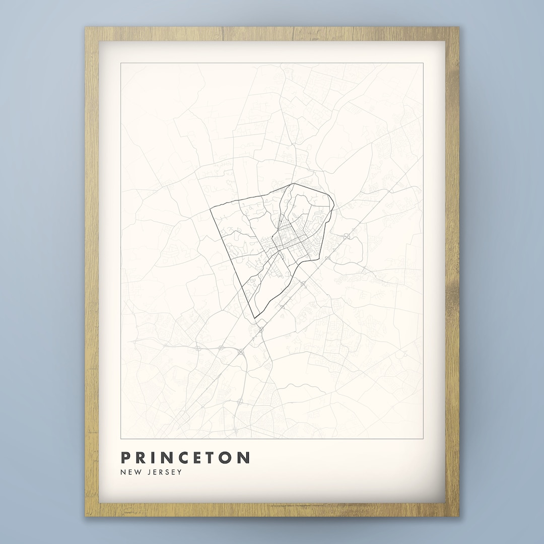 Princeton, NJ Map New Jersey Town Poster Detailed Natural View From ...