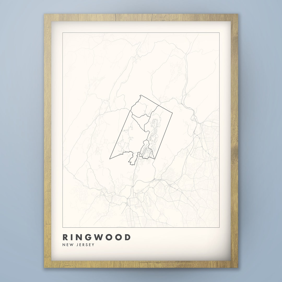 Ringwood, NJ Map New Jersey Town Poster Detailed Natural View From ...