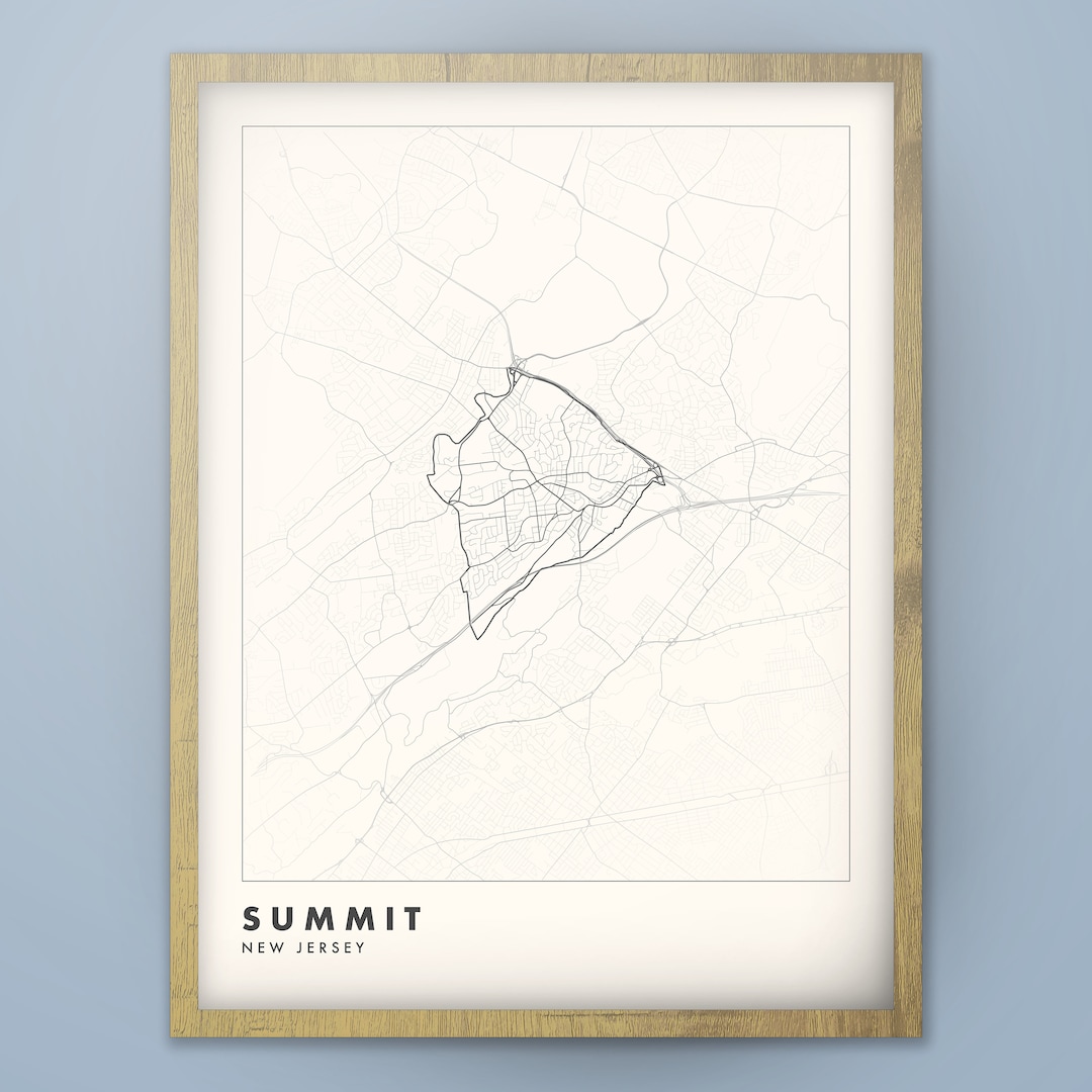 Summit, NJ Map New Jersey Town Poster Detailed Natural View From Above ...
