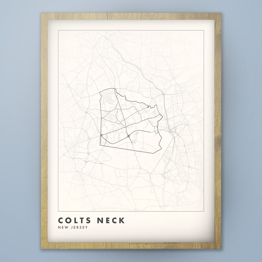 Colts Neck Township, NJ Map New Jersey Town Poster Detailed Natural ...