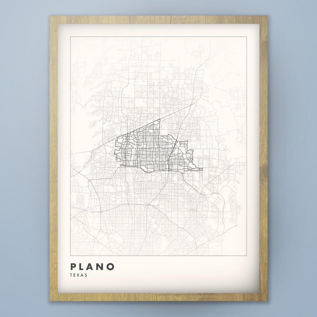 Plano, TX Map Texas City Poster Detailed Natural View From Above - Etsy