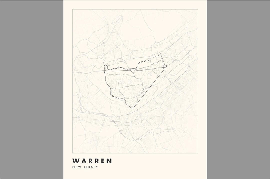 Warren, NJ Map - Digital Art (warren Township, New Jersey) - Etsy