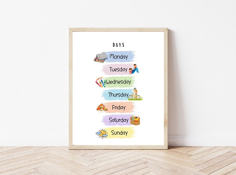 Days of the Week Poster, Educational Wall Art, Classroom Decor ...