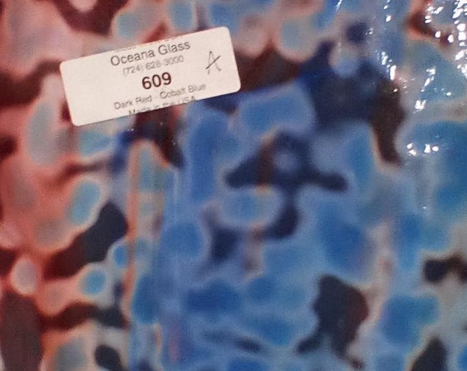 10" X 12" Oceana Stained Glass Sheet - 609 Dark Red and Cobalt Blue ...