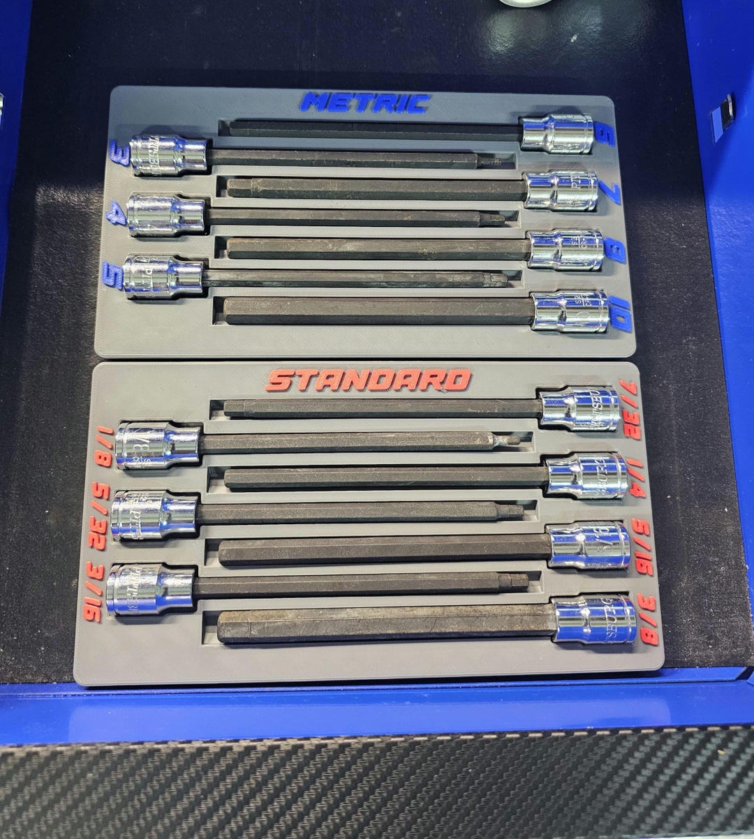 Long Hex Socket Organizer for 7 Piece Pittsburg Set From Harbor Freight ...