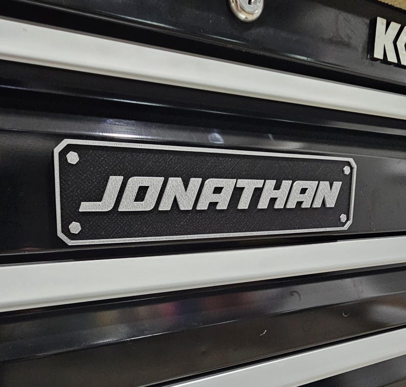 Personalized Toolbox Name Badge W/ Rugged Hex Head Bolt Theme | 2" Tall ...