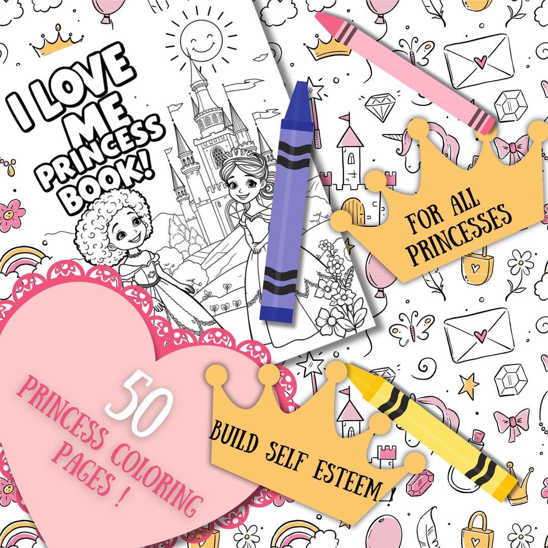 Princess Affirmation Coloring Pages - Etsy