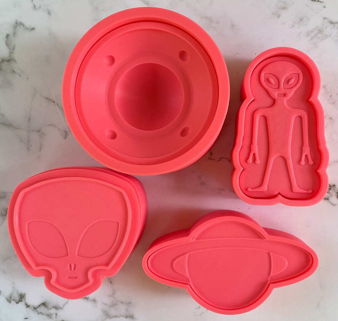 Alien Bath Bomb Molds - Spaceship, Alien Full Body, Alien Head, Saturn ...