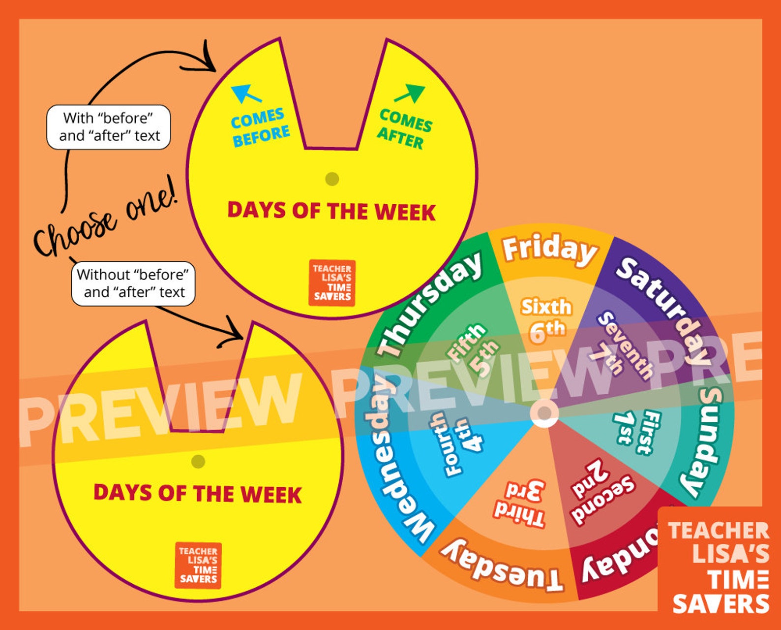 Days of the Week Spinner VIPKid Level 3 Our Day's On | Etsy