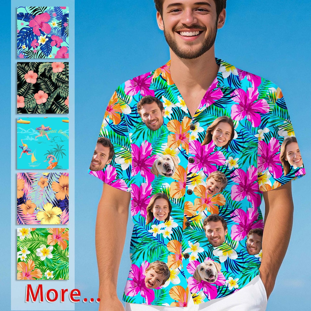 Custom Hawaiian Shirt With Face,bachelor Party Hawaiian Shirts,hawaiian ...
