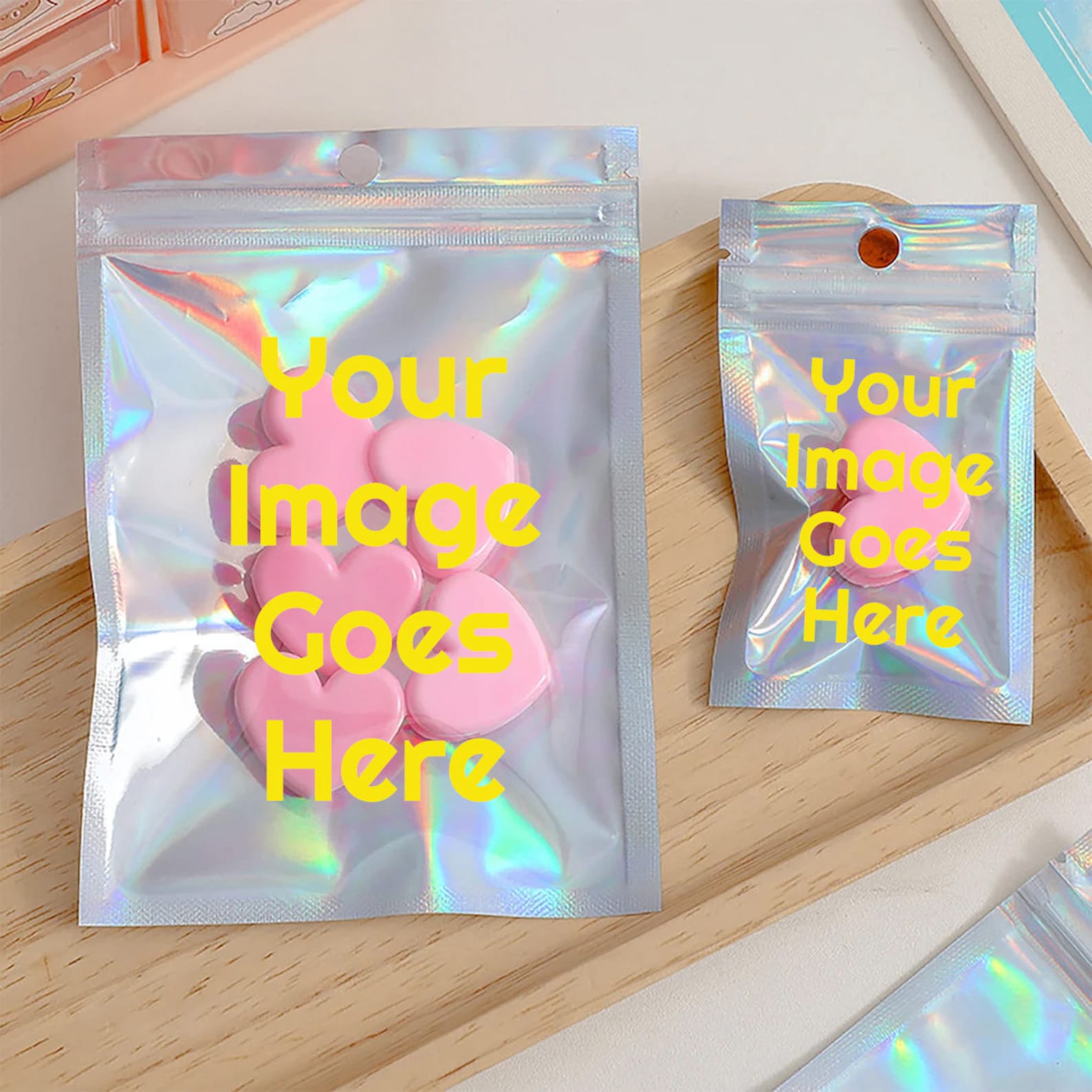 Custom Holographic Color Bags, Personalized Clear Food Storage Bags ...