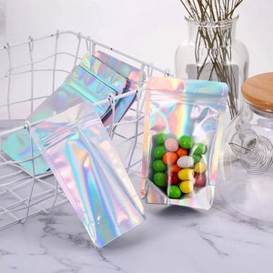 Custom Holographic Color Bags, Personalized Clear Food Storage Bags ...
