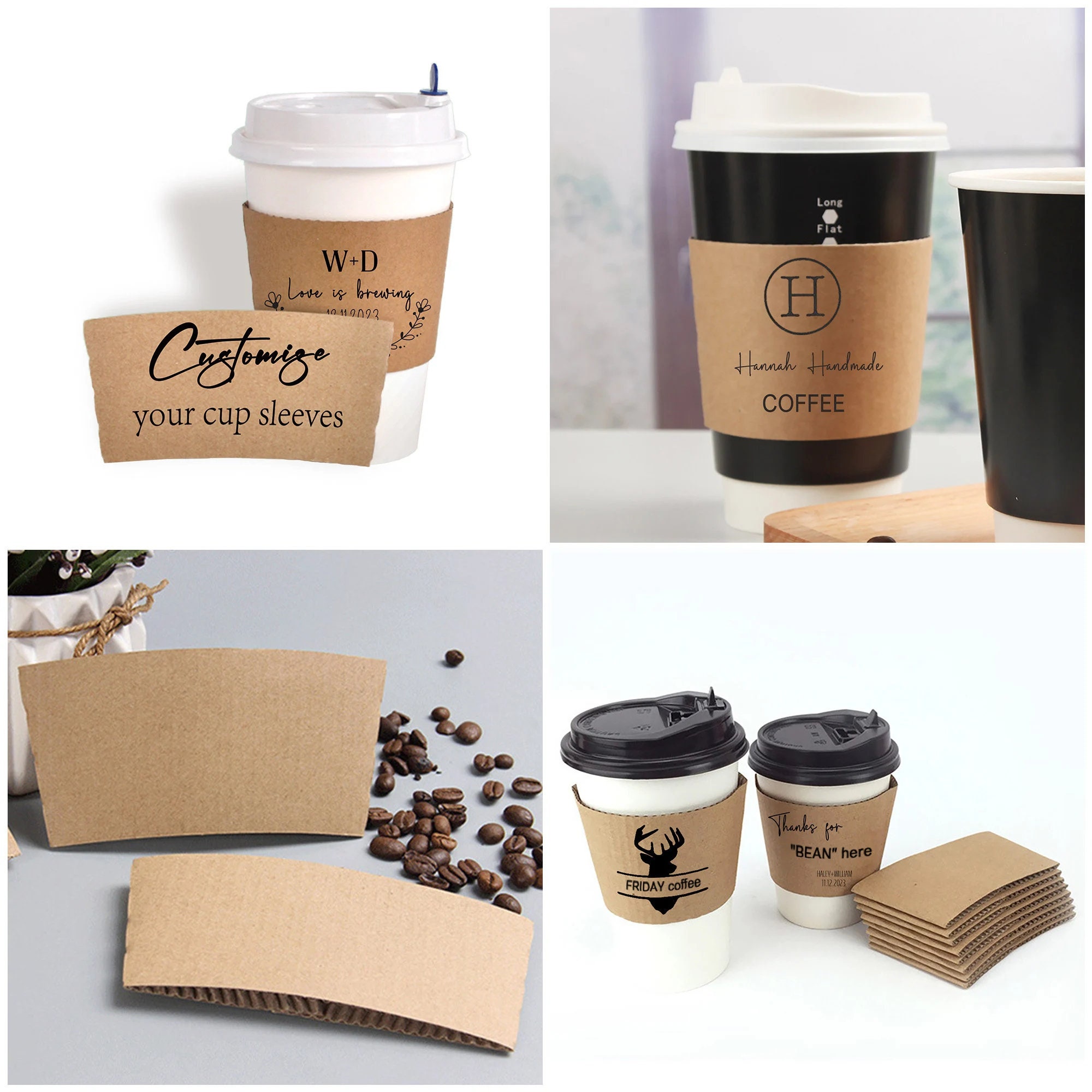 Custom Coffee Cup Sleeves, Personalized Kraft Coffee Sleeves, Baby ...