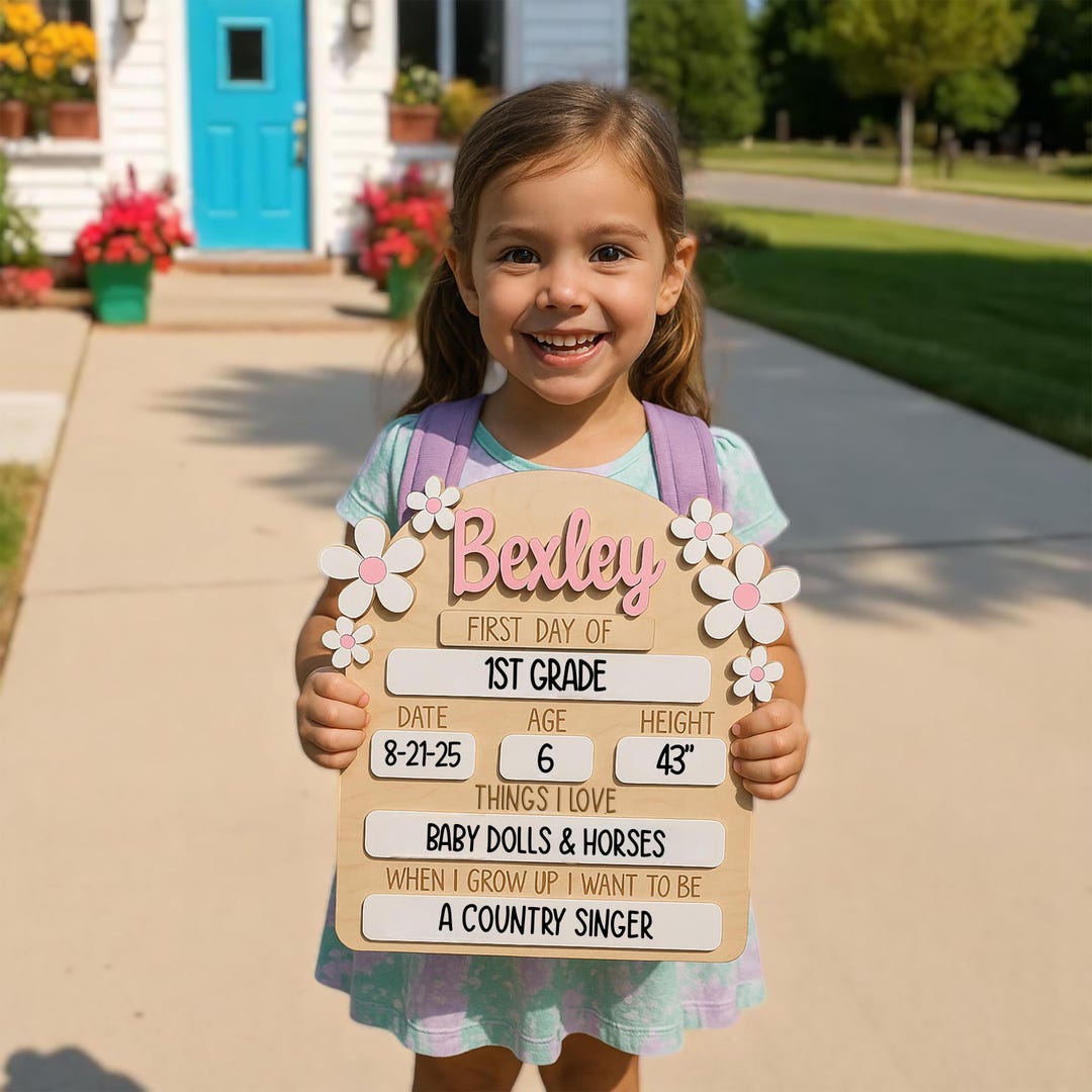 Daisy First Day of School Sign, Retro Flower Milestone Board - Etsy