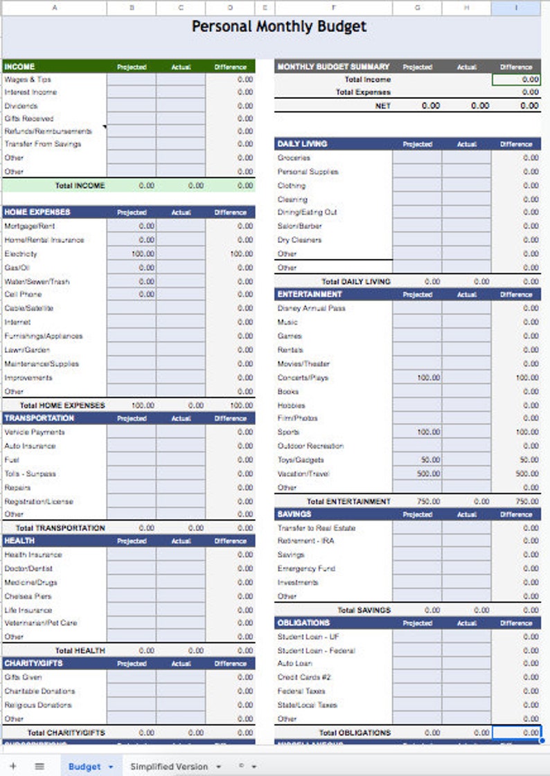 Editable Personal Finance Budget Template - Etsy