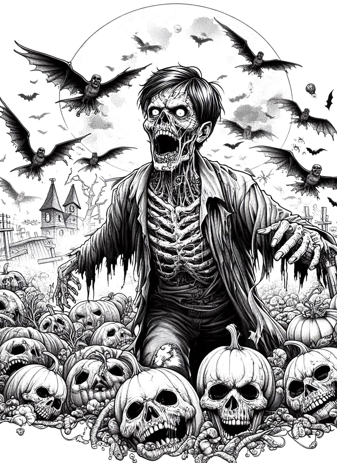 30 Halloween Zombies Coloring Pages, Halloween Art, Scary Zombies ...