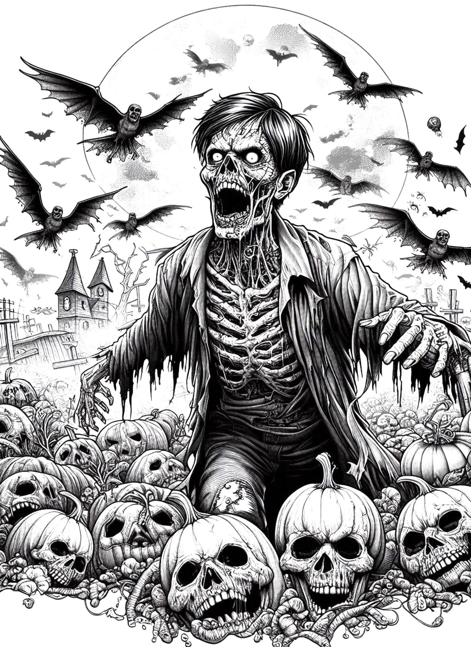 30 Halloween Zombies Coloring Pages, Halloween Art, Scary Zombies ...