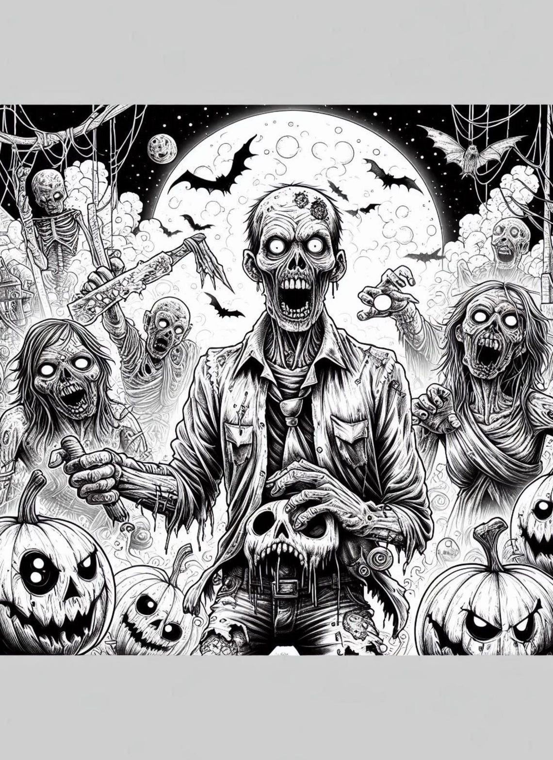 30 Halloween Zombies Coloring Pages, Halloween Art, Scary Zombies ...