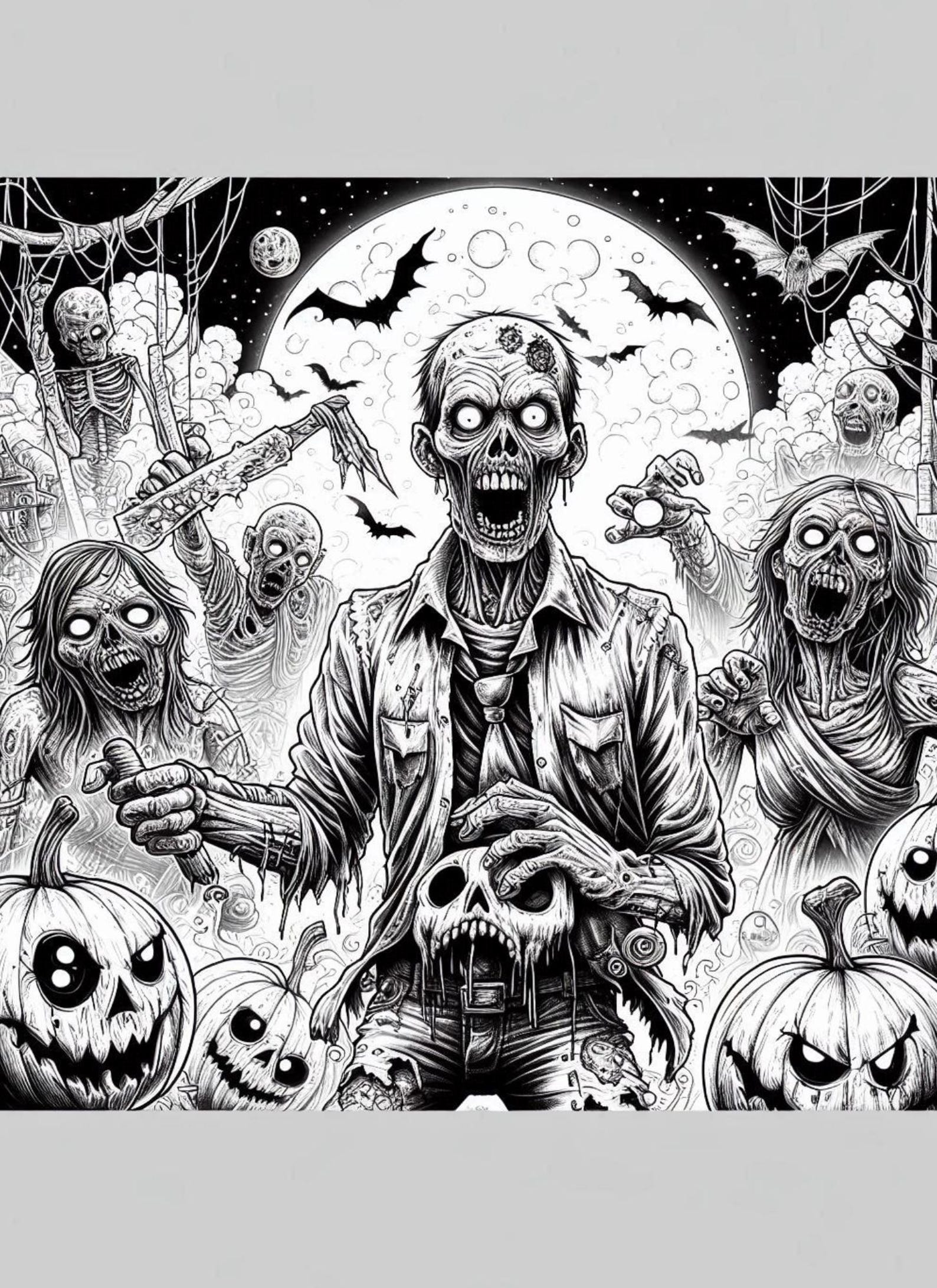 30 Halloween Zombies Coloring Pages, Halloween Art, Scary Zombies ...