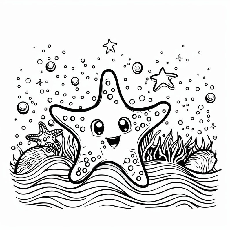 Cute Sea Animals Coloring Pages for Kids Creative Art Book, Fun ...