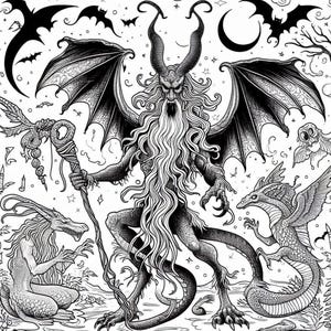 30 Halloween Mythical Creature Coloring Pages, Halloween Art, Scary ...