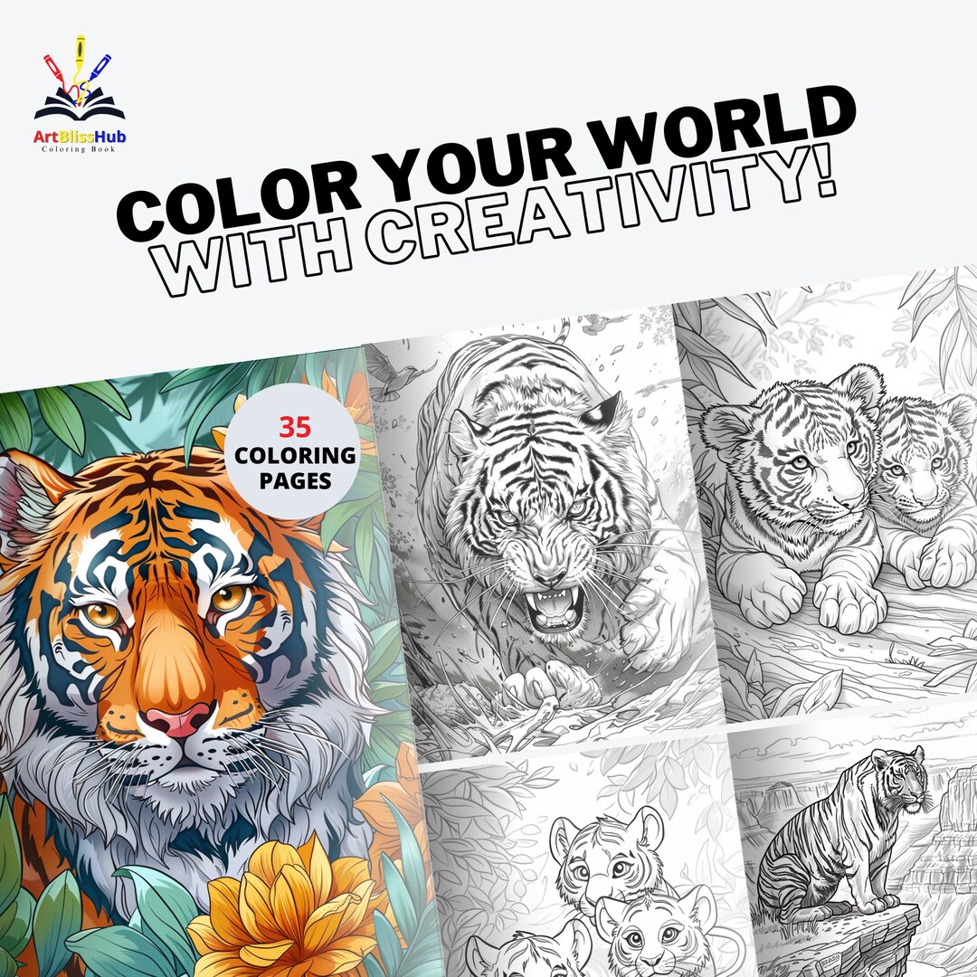 35 Wild Tiger Coloring Page, Adults Coloring Pages, Cute Animal Kids ...