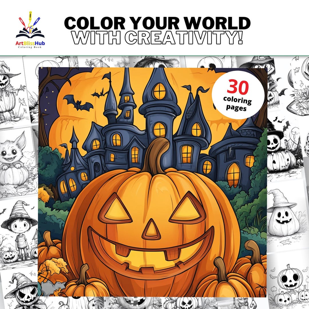 Halloween Coloring Pages for Kids: 30 Creepy Drawings for Fun, Stress ...