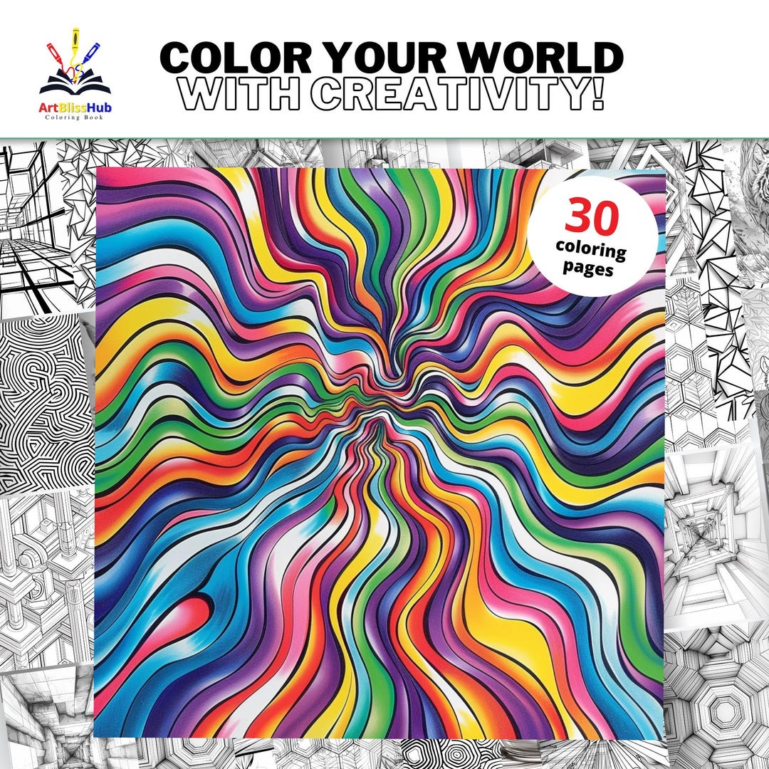 Optical Illusion Coloring Book for Adults -optical Illusion Art Therapy ...
