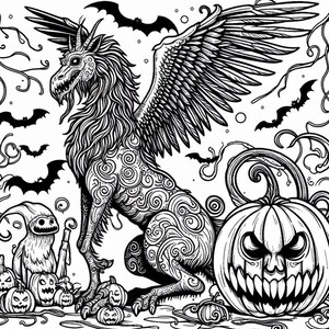30 Halloween Mythical Creature Coloring Pages, Halloween Art, Scary ...