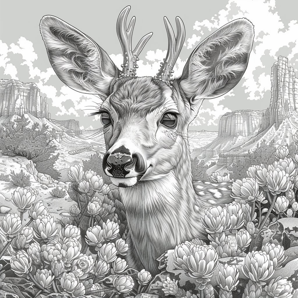 Deer Coloring Pages for Adults and Kids 30 Cute Animal Designs ...