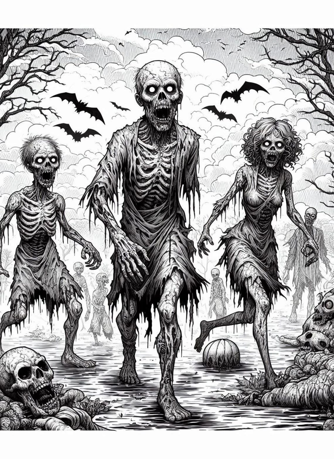 30 Halloween Zombies Coloring Pages, Halloween Art, Scary Zombies ...