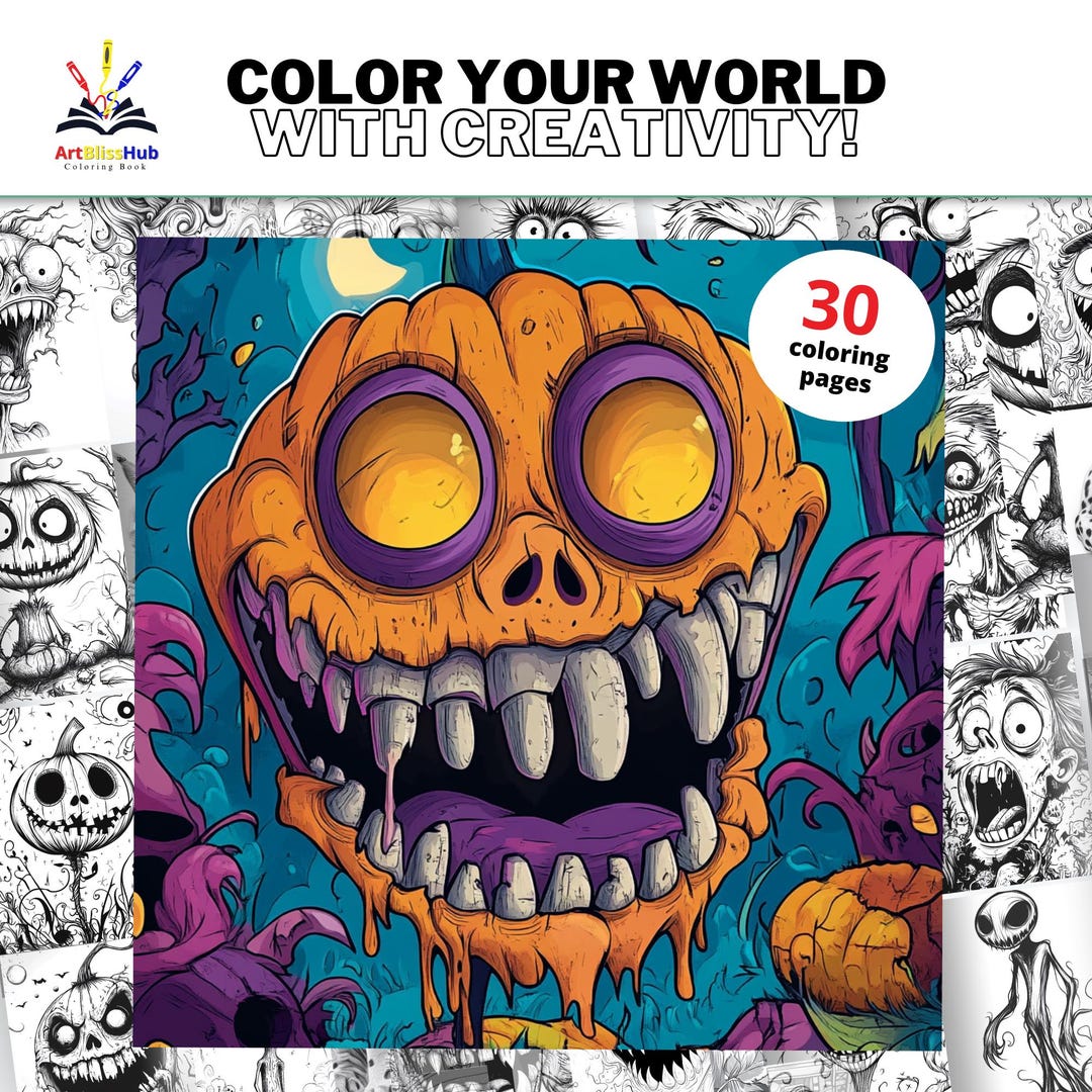 Nightmare Halloween Coloring Pages: 30 Creepy Drawings for Stress ...
