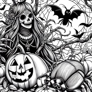 30 Halloween Scary Insects Coloring Pages Grayscale Printable Art ...