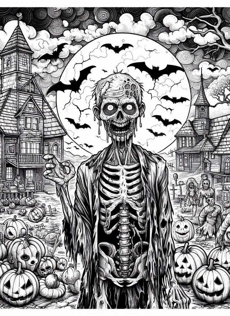 30 Halloween Zombies Coloring Pages, Halloween Art, Scary Zombies ...