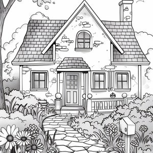 30 House Coloring Page Book for Adults, Stress Relief Coloring Sheets ...