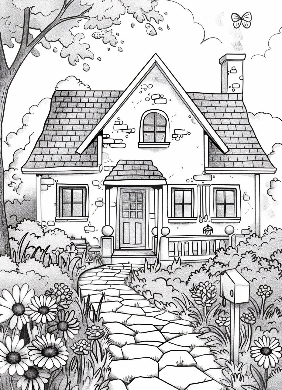 30 House Coloring Page Book for Adults, Stress Relief Coloring Sheets ...
