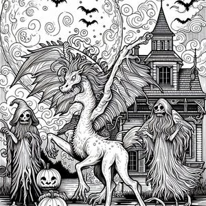 30 Halloween Mythical Creature Coloring Pages, Halloween Art, Scary ...