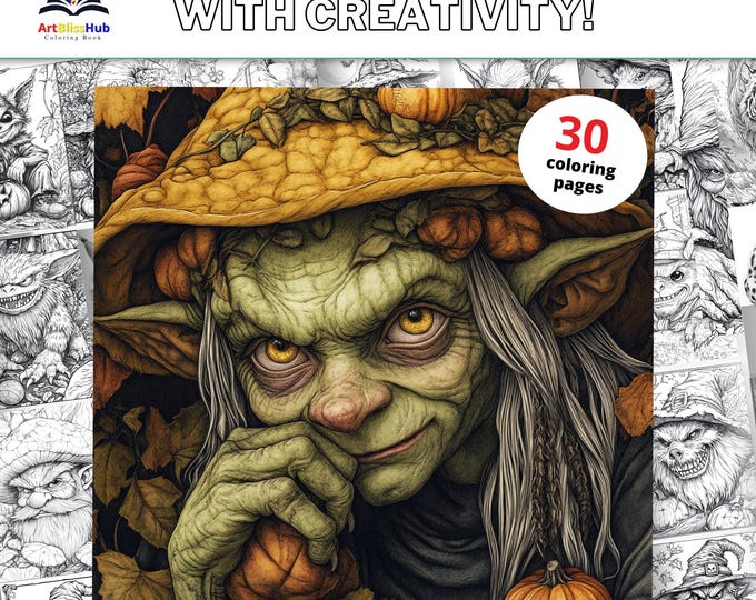 Halloween Goblin Coloring Book - 30 Scary Monster Pages - Fun for ...