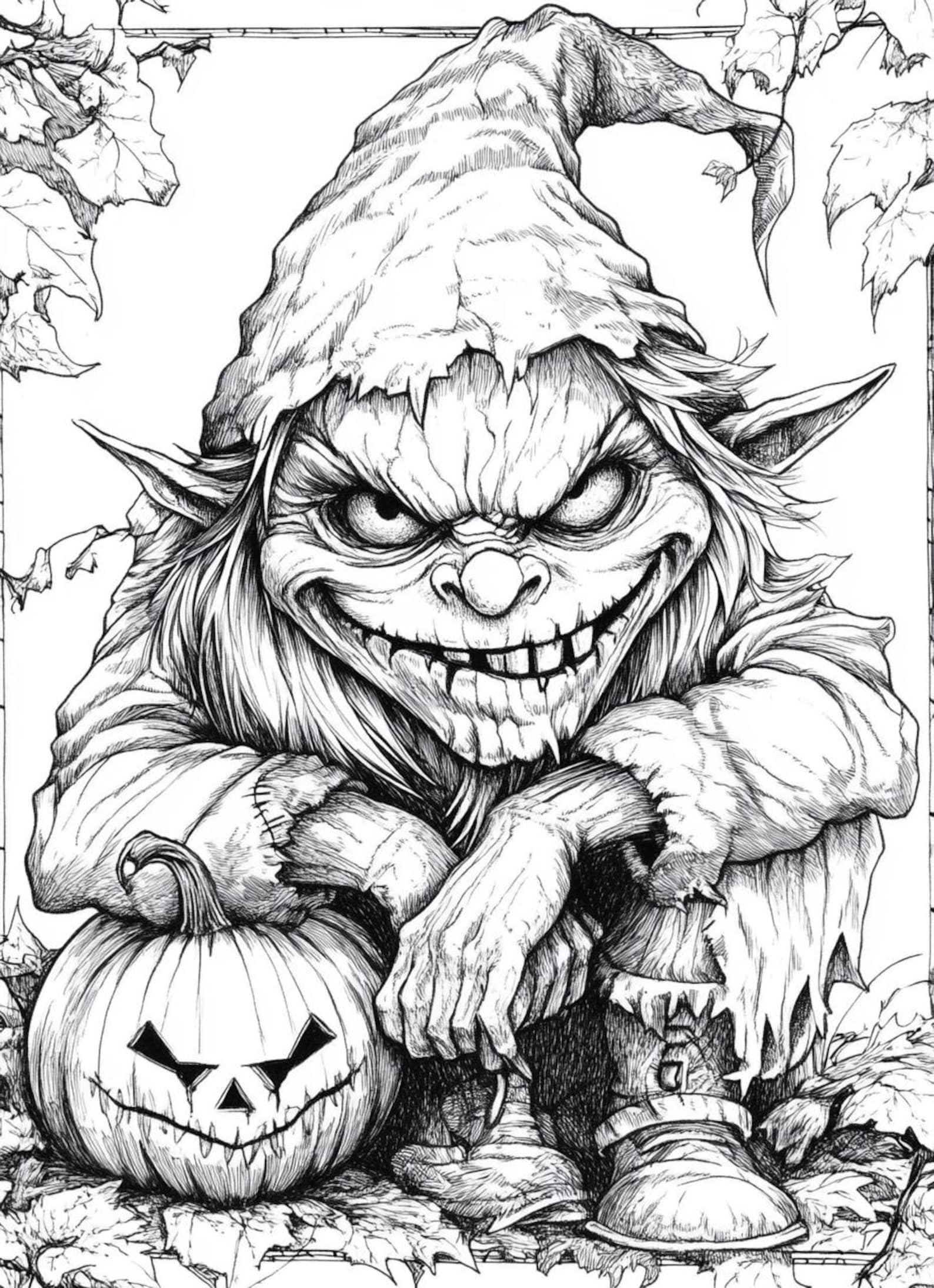 Halloween Goblin Coloring Book 30 Scary Monster Pages Fun for Adults ...