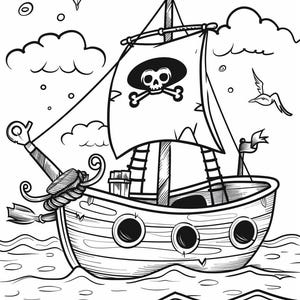 30 Pirate Coloring Pages for Kids Treasure Maps, Pirate Ship Printables ...