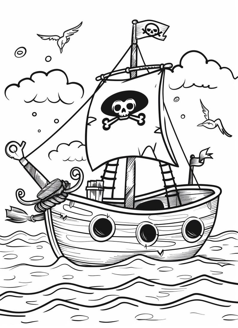 30 Pirate Coloring Pages for Kids Treasure Maps, Pirate Ship Printables ...