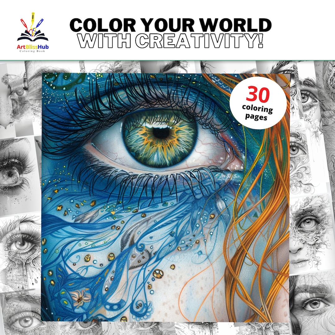 Enchanted Eyes Coloring Book: Beautiful Woman Eyes, Grayscale Pages ...