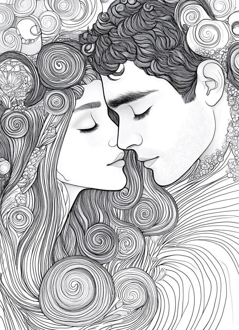 Gustav Klimt Inspired Coloring Pages: 30 Printable Grayscale ...