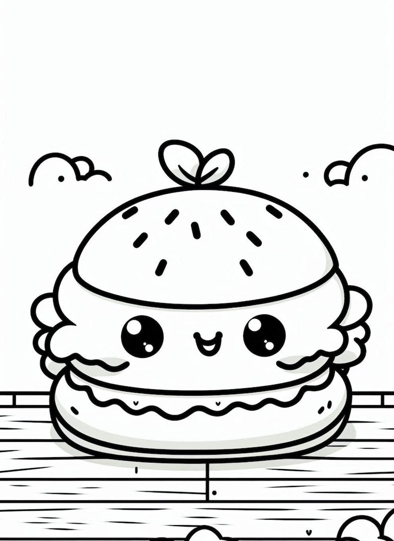 30 Kawaii Food Coloring Page Cute Food Drawing Book for Kids, Fun ...
