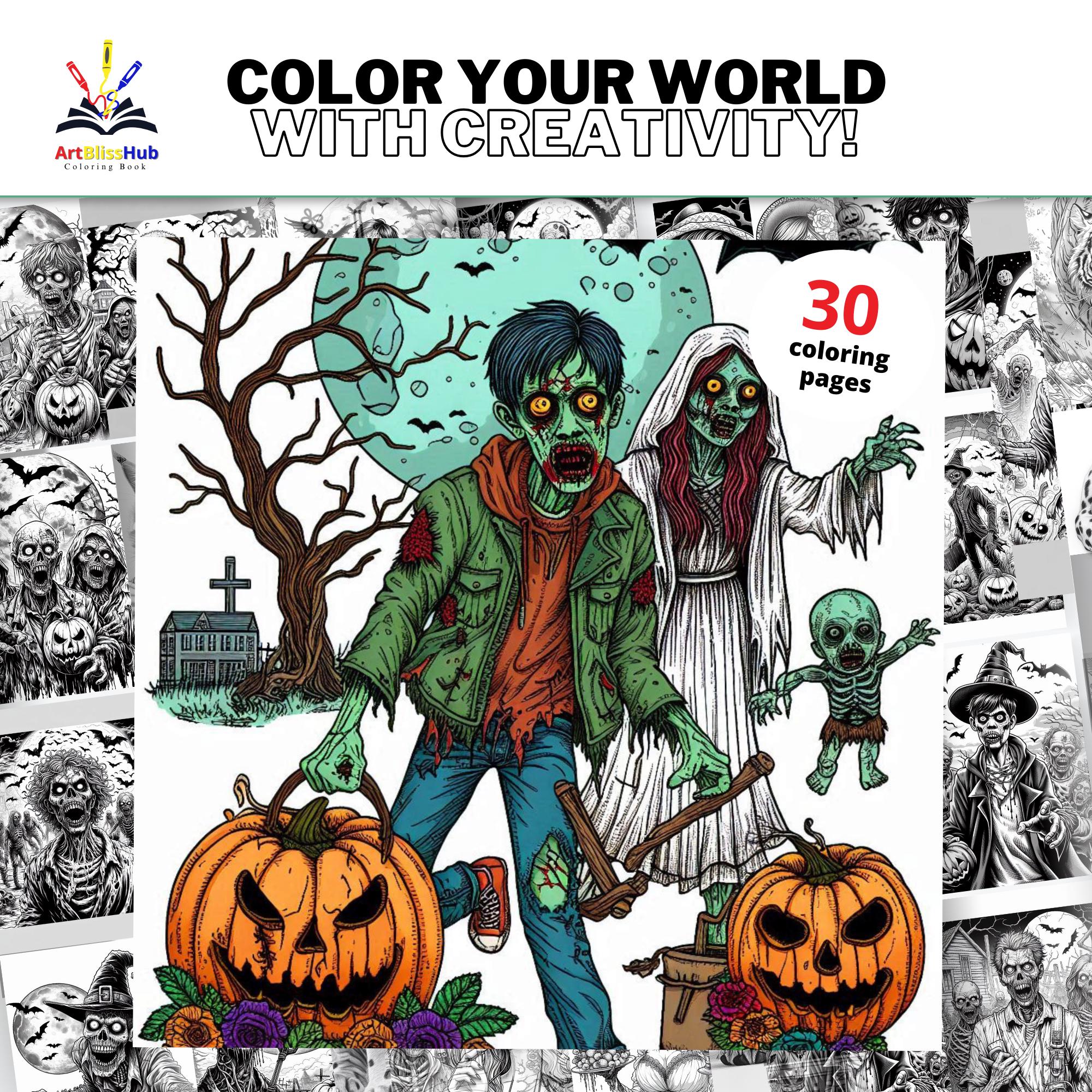 30 Halloween Zombies Coloring Pages, Halloween Art, Scary Zombies ...