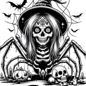 30 Halloween Scary Insects Coloring Pages Grayscale Printable Art ...