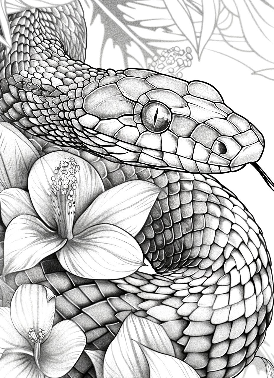 Snake Coloring Pages for Adults & Teens: Gorgeous Animal Coloring Book ...