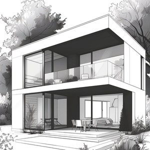 30 House Coloring Page Book for Adults, Stress Relief Coloring Sheets ...