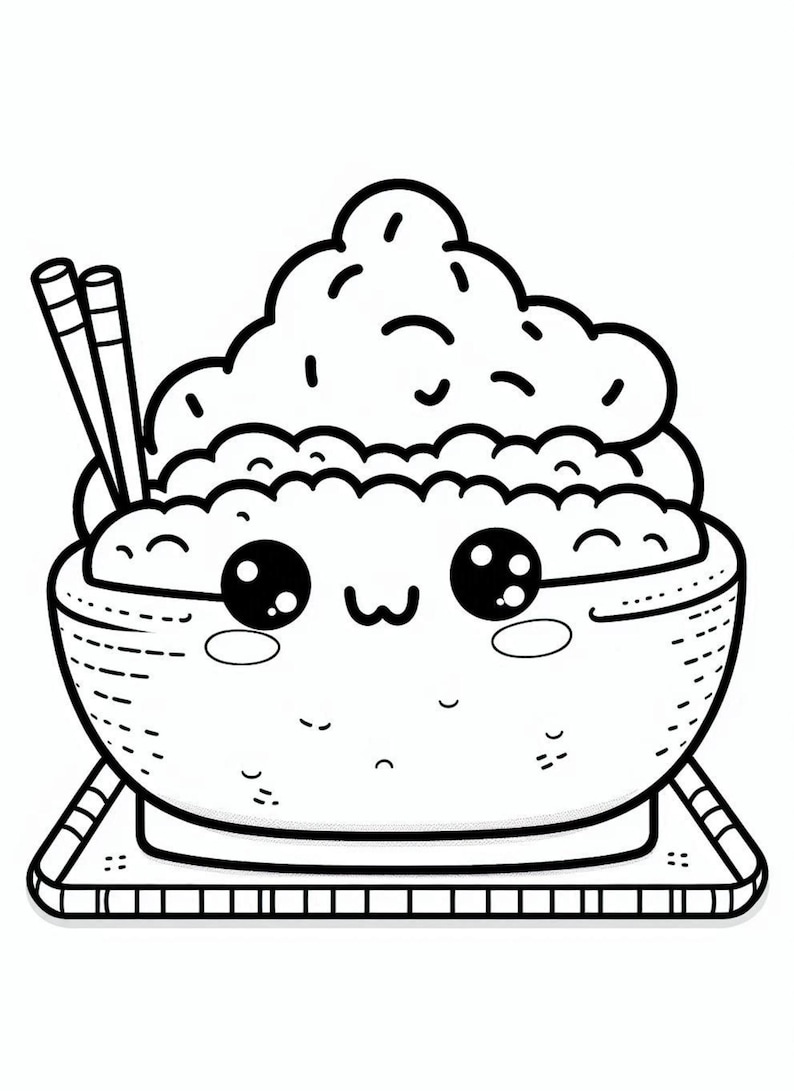 30 Kawaii Food Coloring Page Cute Food Drawing Book for Kids, Fun ...